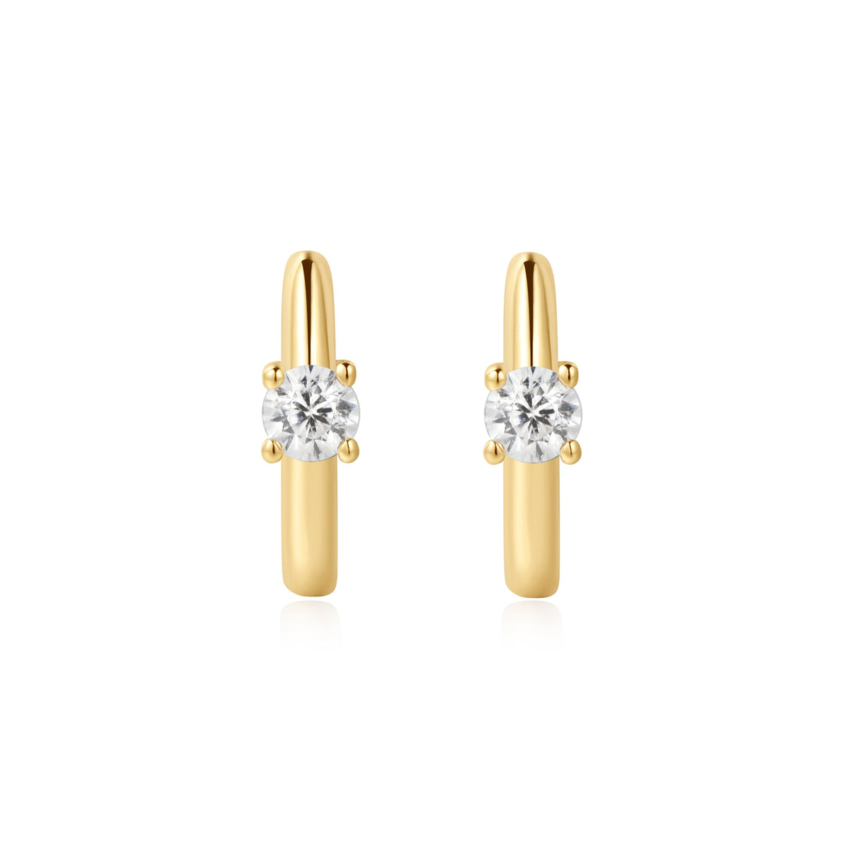 Gold Solitaire Cubic Zirconia Mini Huggies | E061-03G | Ania Haie Australia