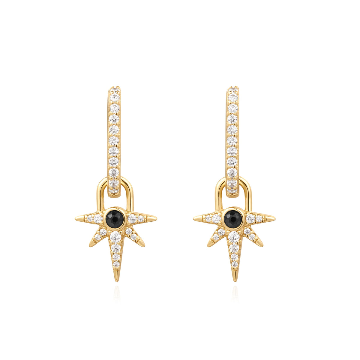 Gold Black Onyx Star Drop Huggies|E061-12G| Ania Haie Australia