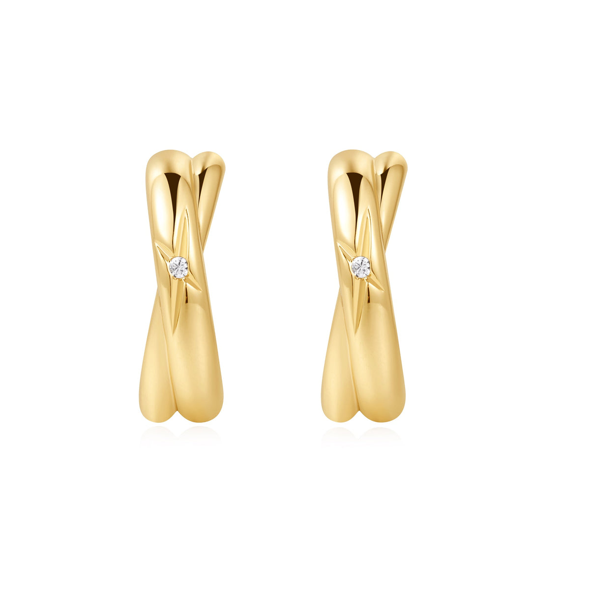 Gold Cross Duo Huggies | E061-16G | Ania Haie Australia