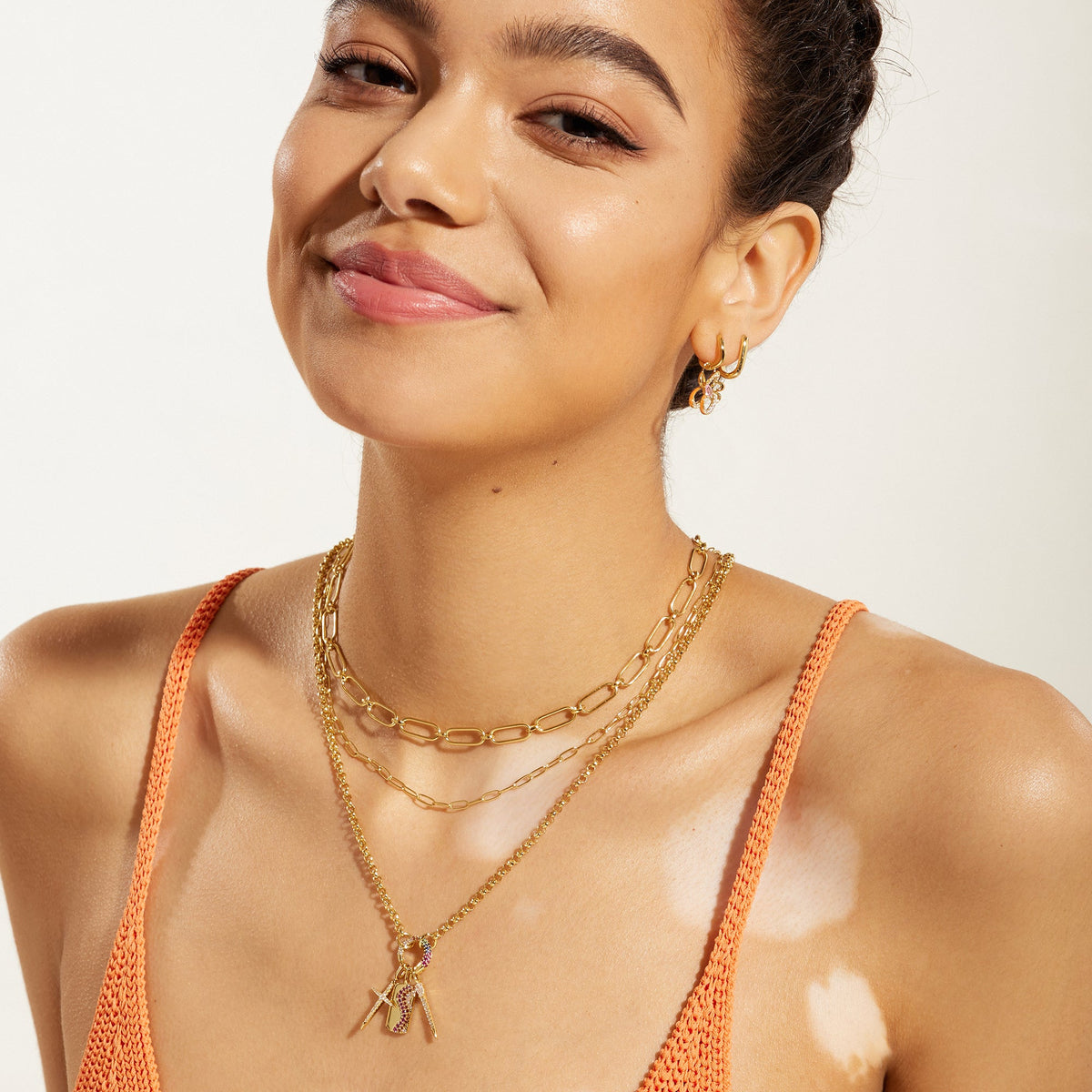 Gold Link Charm Chain Necklace | N048-02G | Ania Haie Australia