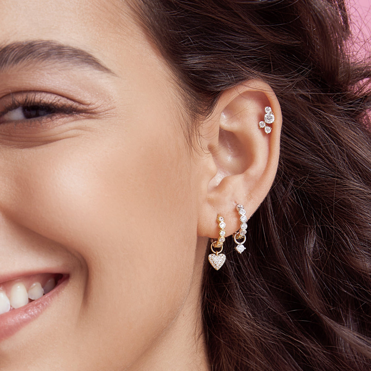 Two Tone Row Bezel Huggies|E060-03T| Ania Haie Australia