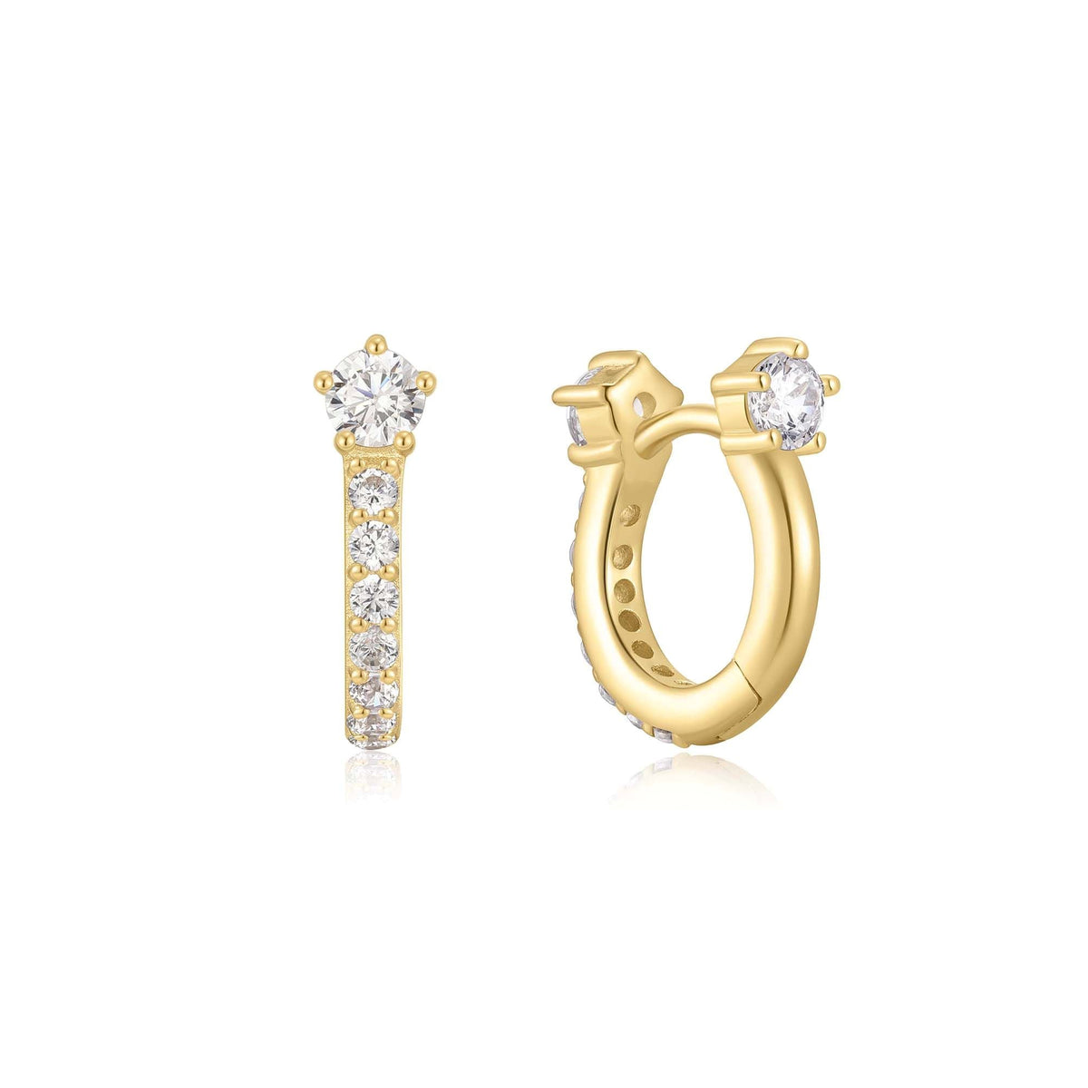 Gold Sparkling Pave Huggie Hoop Earrings|E066-04G| Ania Haie Australia