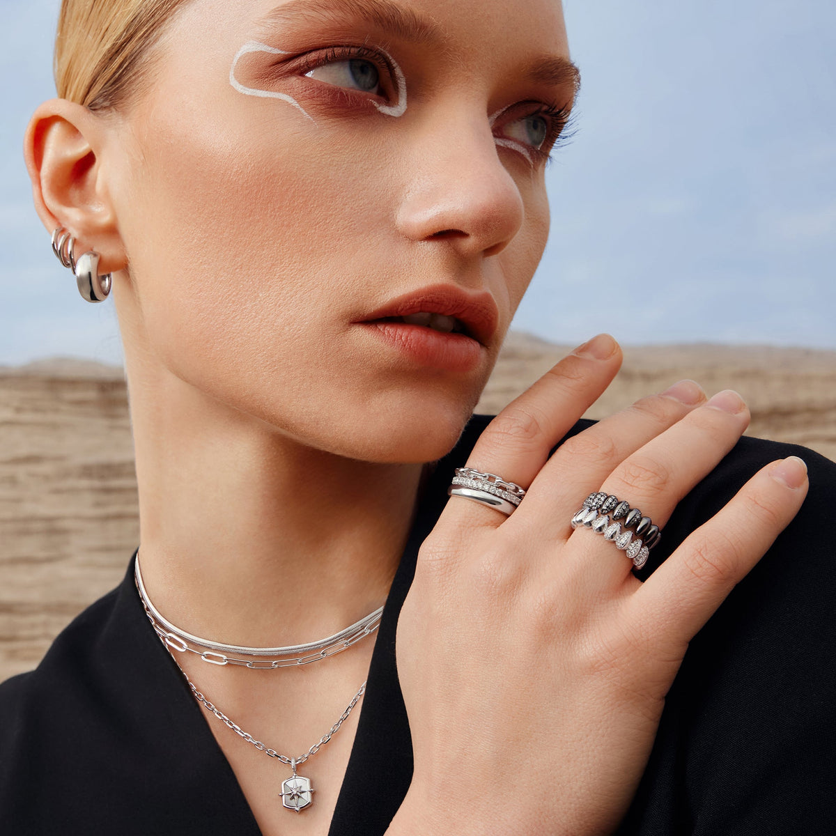 Silver Paper Clip Link Ring|R067-01H-52| Ania Haie Australia