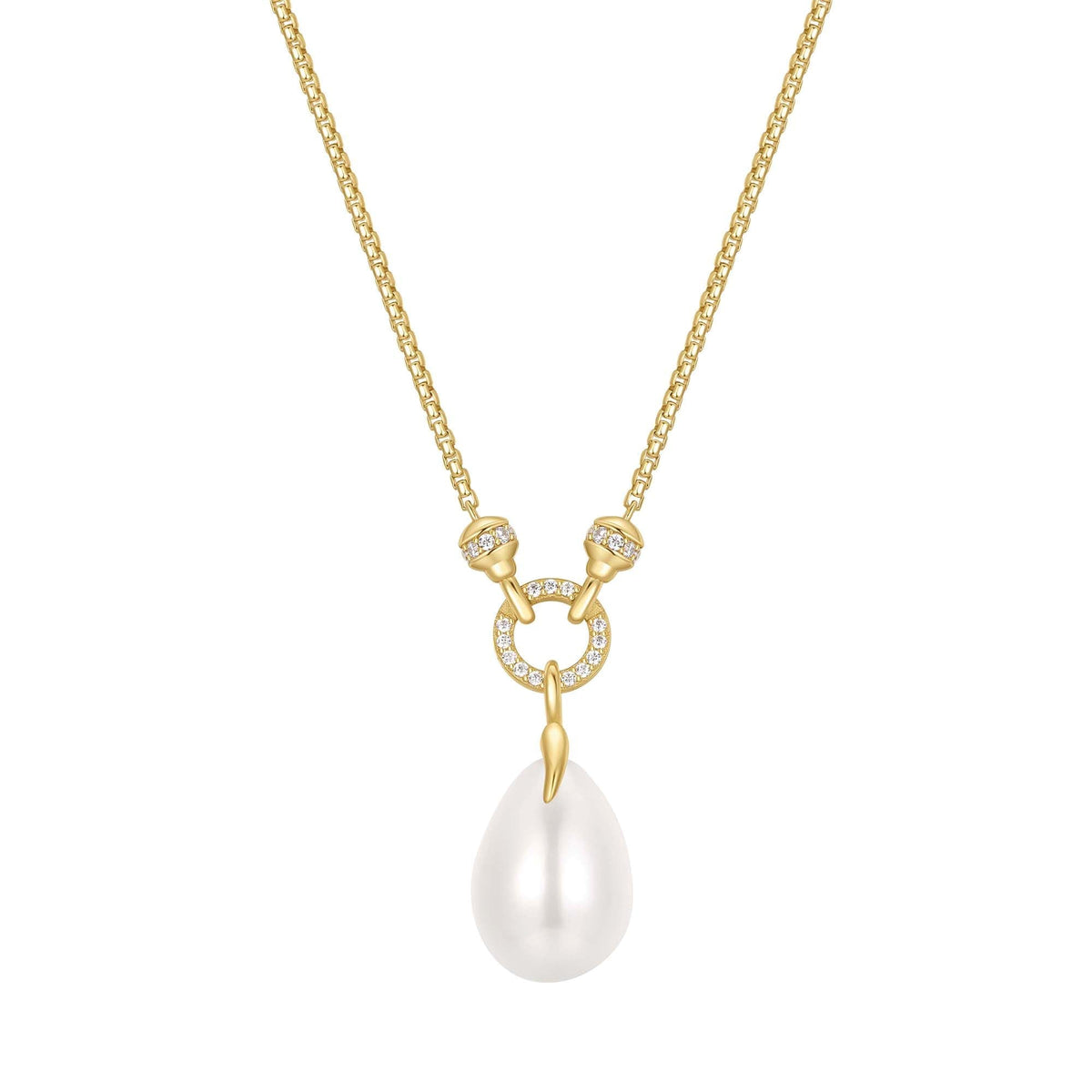 Gold Linked Shell Pearl Drop Pendant Necklace | N069-05G | Ania Haie ...