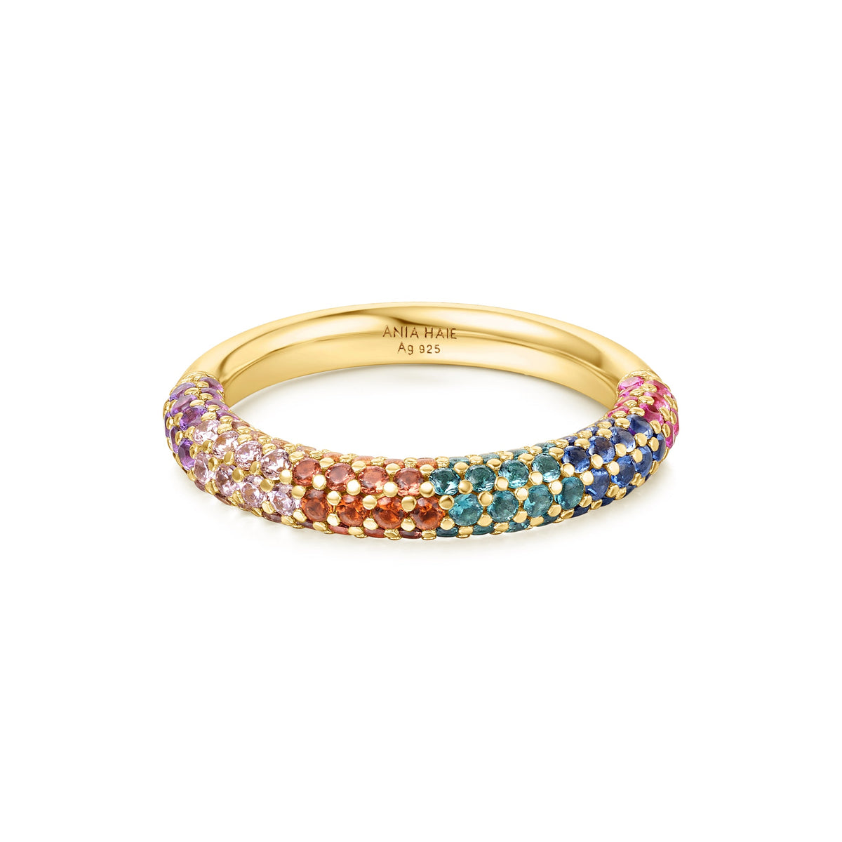 Gold Rainbow Pave Ring|R064-06G-54| Ania Haie Australia