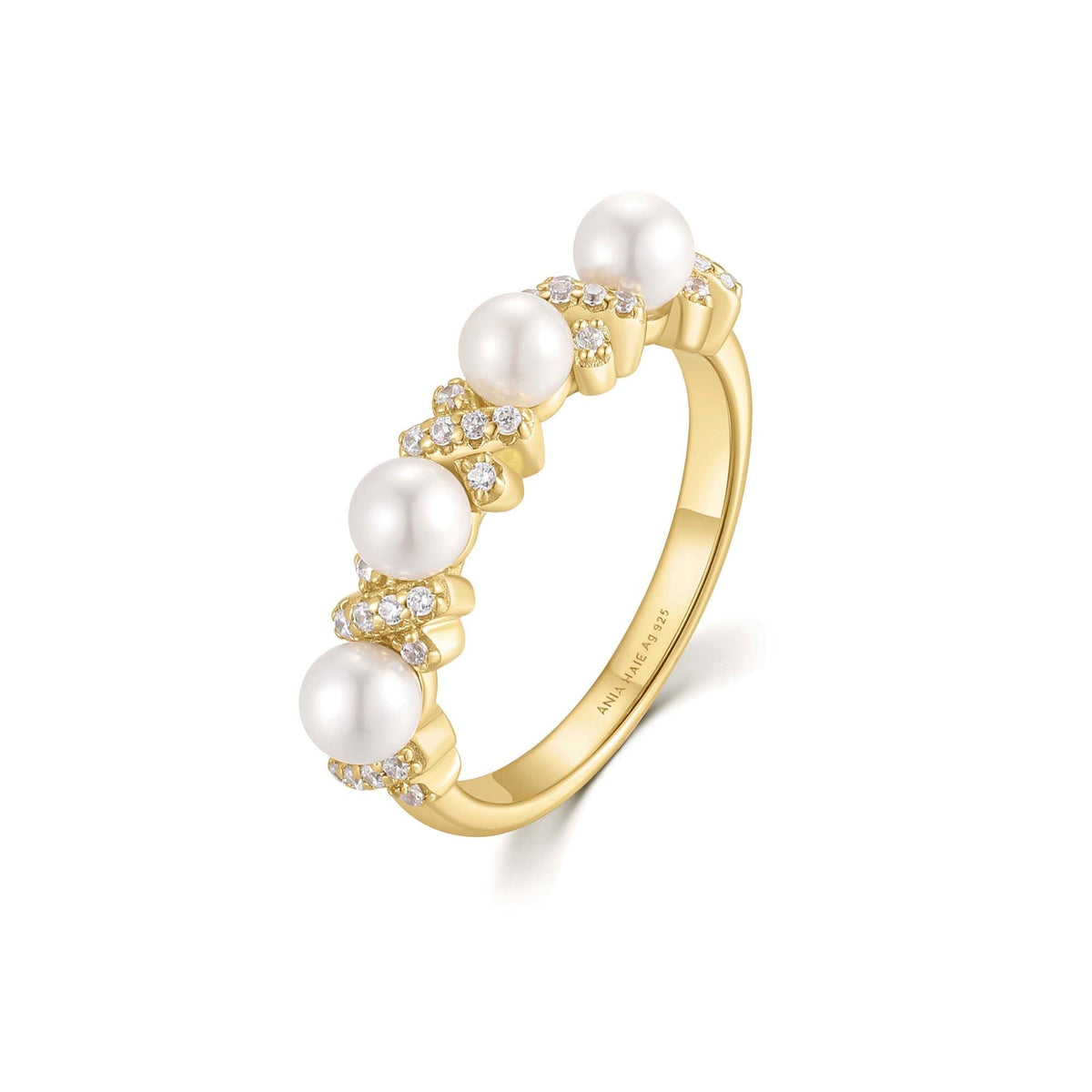 Gold Sparkling Braided Shell Pearl Ring | R069-02G-54 | Ania Haie Australia